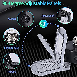 LED Garage Lights, 40W Ceiling Light with 3 Adjustable Panels, 3500LM 6500K Ultra Bright LED Light for Garage Basement Warehouse Workshop