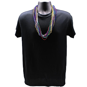 Mardi Gras Spot 6D336COL 33 Inch 07mm Round Metallic 6 Color Mardi Gras Beads - 6 Dozen (72 Necklaces)