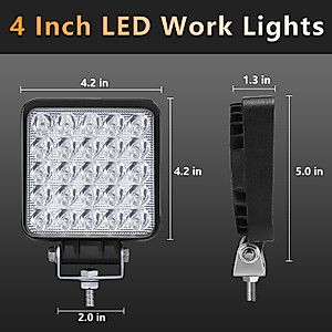 SAN YOUNG LED Work Lights for Truck Tractor, 4 Inch Square LED Light Pods 75W 7000lm Cube Waterproof LED Off-Road Light Bar for Car Boat ATV UTV RV Golf Cart Lawn Mower 12V 24V, 10Pack