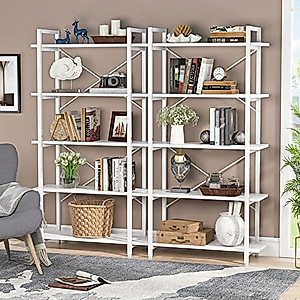 Tribesigns 5 Tier White Bookshelf, Modern Etagere Bookcase with Metal Frame, Tall Book Shelf Unit for Living Room, Study, Home Office (1, White)