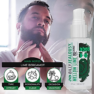 Billy Jealousy Beard Oil for Men, Weightless, Low Shine, and Hydrating Beard Moisturizer for Softer Hair, Helps Prevent Itching and Flakes, Mellow Lime, 2 Fl Oz