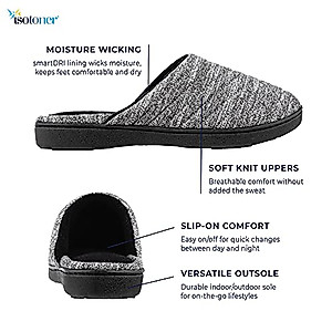 isotoner womens Andrea Space Knit Slide Slipper, Black, 6.5-7 US