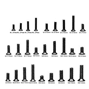 Youngran 840pcs Countersunk Flat Head for Phillips Screw Set M1.4 M1.6 M2 M2.5 M3 Carbon Steel Black Computer Notebook Laptop Small Screws Leisurely
