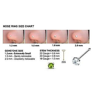 L & L Nation Peach Cz 925 Sterling Silver Nose Ring 1.2mm Prong Setting Straight Ended 10 Pcs Lot