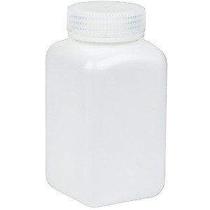 Karter Scientific 500ml Wide-Mouth Square Storage Bottle, HDPE, (Case of 24)