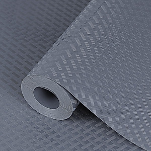 Hersvin Shelf Liners 24 in x 20 ft EVA Drawer Mats, Non-Adhesive Cupboard Pad, Kitchen Cabinet Lining Fridge Cushion (Gray/Crossed Stripe, 61x610cm)