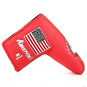 DBYAN Golf Putter Head Cover,Pebble Beach USA Flag Patterned Design Long Life Tree Print for Blade Scotty Cameron Odyssey Callaway Taylormade Titleist Ping Mizuno Cobra,Red