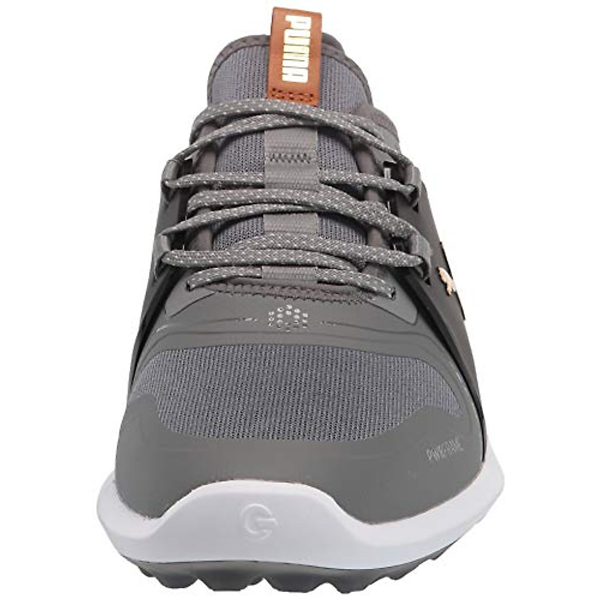 PUMA Men's Ignite Fasten8 Golf Shoe, Quiet Shade-Gold Black, 11.5