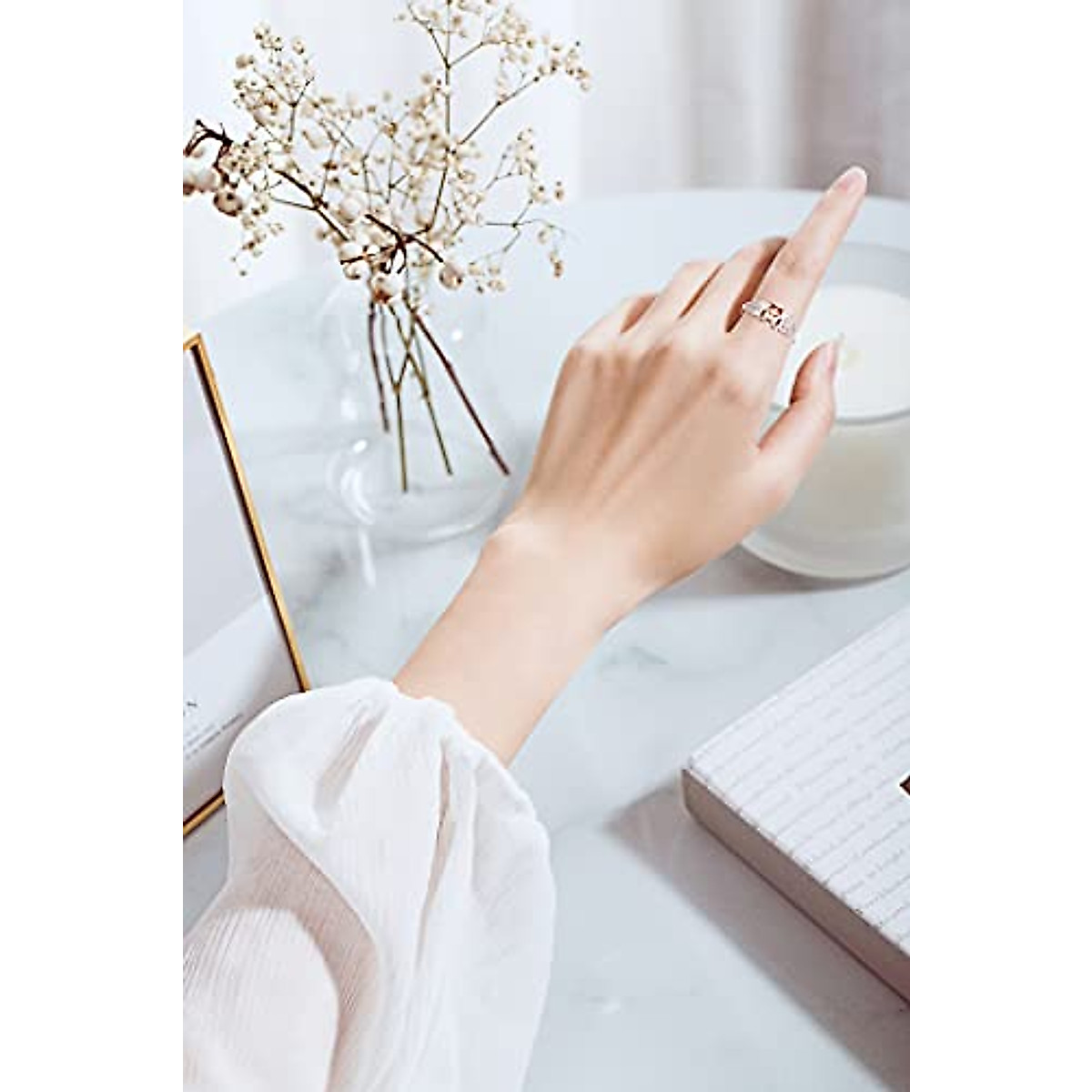 FLYOW S925 Sterling Silver A Piece of My Heart Lives in Heaven Angel Wing Ring for Women Jewelry Memory of Mom Dad Grandma Grandpa Husband Loss Memorial Gift, Size 9