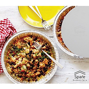 55 Pack 7 Inch Aluminum Foil Baking Pans, Round Aluminum Pans with Lids, Freezer and Oven Safe Takeout Containers, Food Containers for Storage, Roasting, Reheating, Disposable Air Fryer Liners