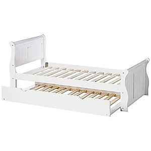 Donco Kids 325-TW_503-W Sleigh Bed withTrundle Bed, Twin/Twin, White
