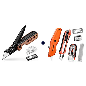 WORKPRO 2-in-1 Folding Knife/Utility Knife & VALUEMAX Utility Knife and Razor Blade Scraper Set