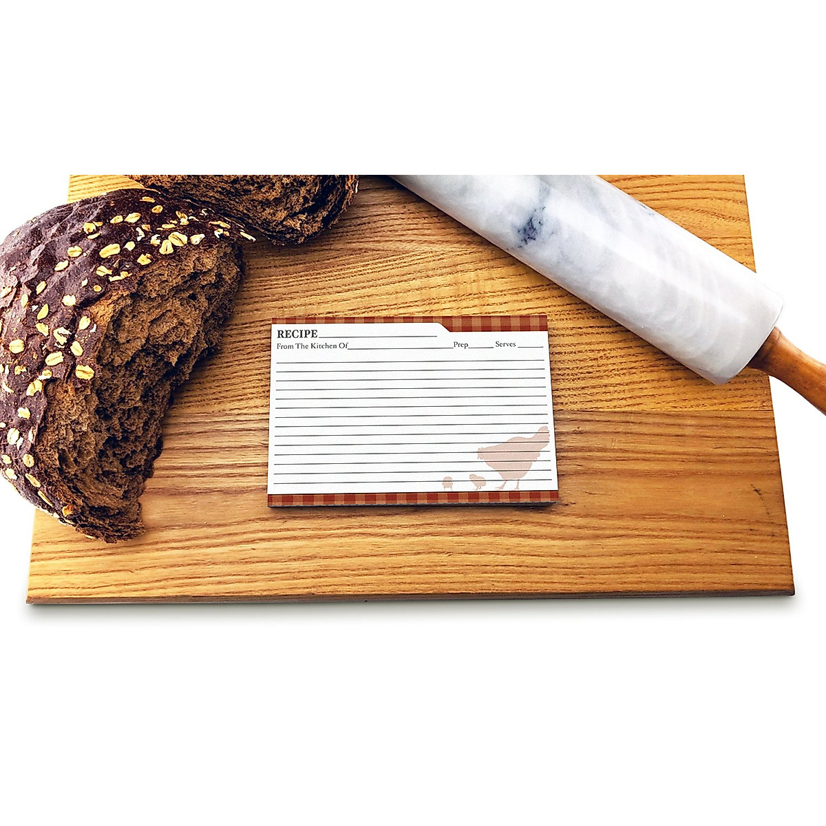 50 Pack 4x6 Double Sided Recipe Cards | Vintage Rustic Retro Plaid Farm Chicken Design | Large Thick Easy-Write Card Stock | Wedding Bridal Shower Gift 4 x 6