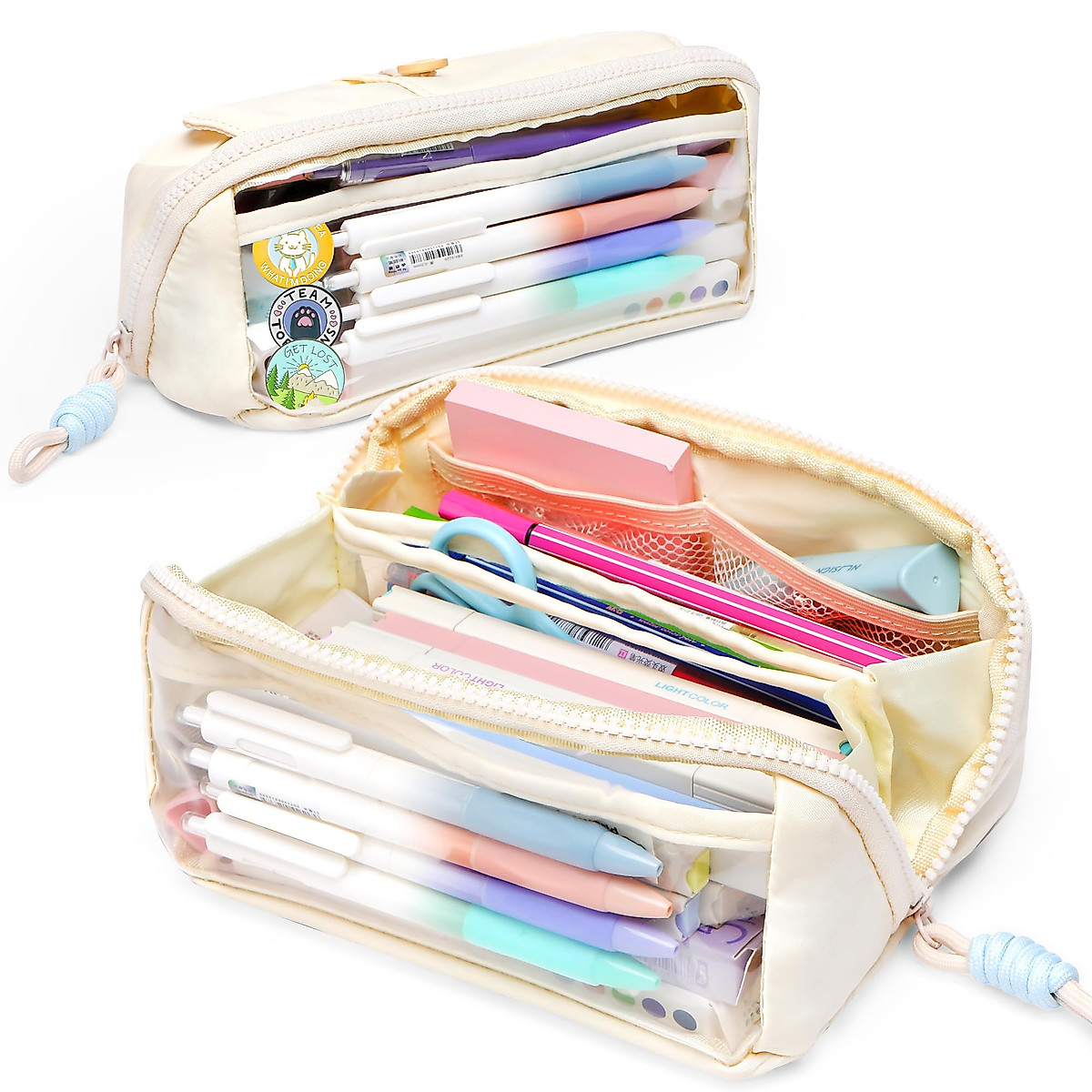 Toplive Big Capacity Pencil Case Large Pencil Pouch Stationery Pen Bag Big Pen Brushes Organizer Cases, Home College Office Travel Storage Cosmetic Bag for Women Adult, White