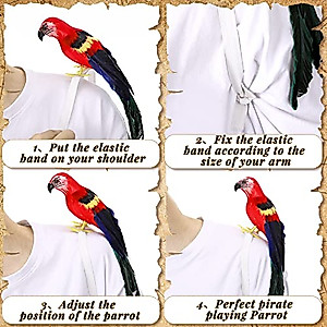 Yinder 4 Pcs Halloween Pirate Parrot Prop on Shoulder Pirate Parrot Prop Artificial Feather Parrot Costume Accessory Party Supplies