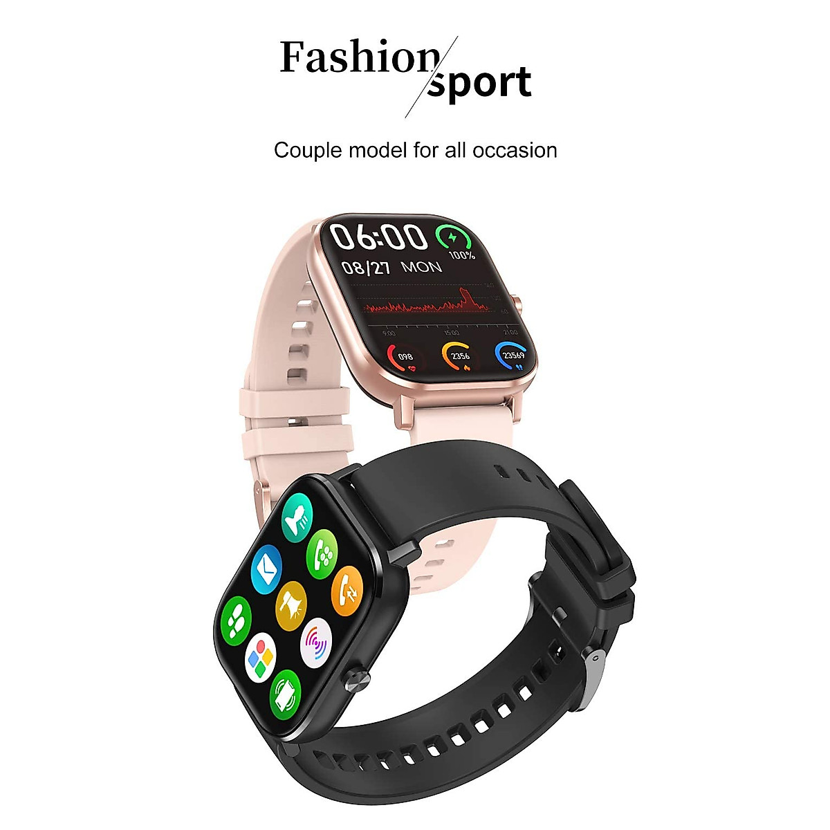 houseege Smart watch for Android and iPhone ip67 Waterproof MP3 Playback, Touch Screen with Sports Mode, Notifications, Stylish Smartwatches for Men and Women (Black)