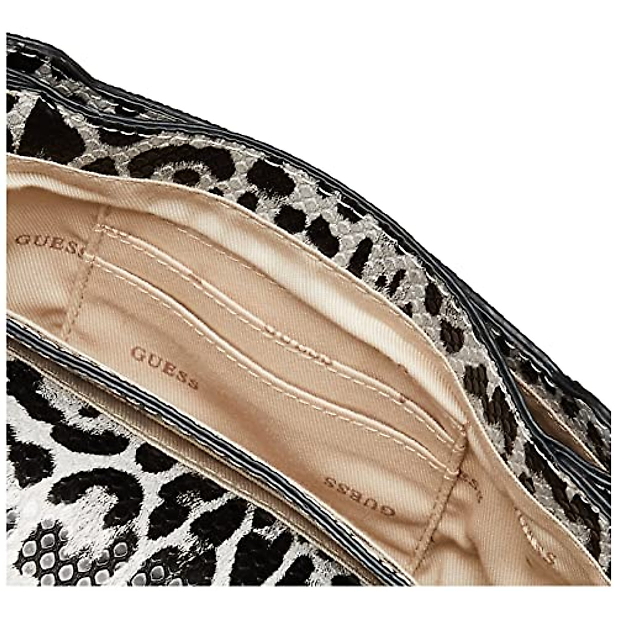 GUESS Centre Stage Crossbody Flap, Black/White Leopard