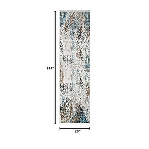SAFAVIEH Shivan Collection 2'2" x 12' Ivory/Grey SHV742A Modern Abstract Non-Shedding Living Room Bedroom Runner Rug