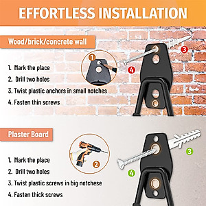 HUHOLE Garage Hooks Heavy Duty 4PC, Garage Wall Hooks, Wall Mount Garage Hanging Hooks for Bike, Ladder, Bulky Items