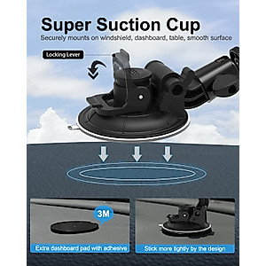Aozcu Windshield Car Tablet Mount, Window Dashboard Tablet Holder, 95mm Powerful Suction Mount with 1/4'' Screw Tip for iPad Pro 11/ Air/Mini, Galaxy Tabs, More 4-13'' Phone & Tablets, and Camera
