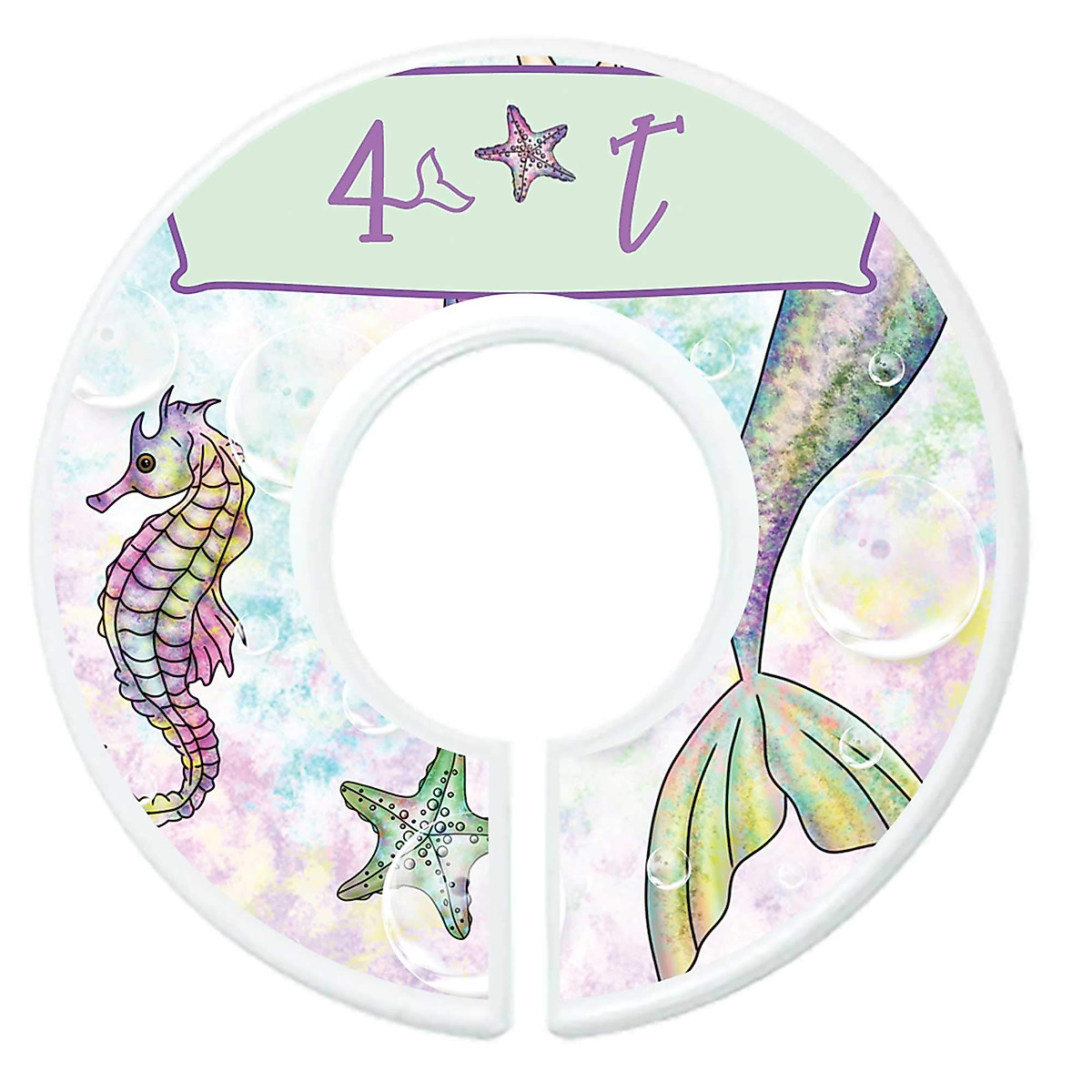 Mumsy Goose Nursery Closet Dividers Closet Organizers Baby Girl Clothes Dividers Mermaid (Sizes 2T - 7 (6 Rings))