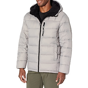 Reebok Men's Sherpa Lined Heavy Puffer Jacket, Steel Grey, XX-Large