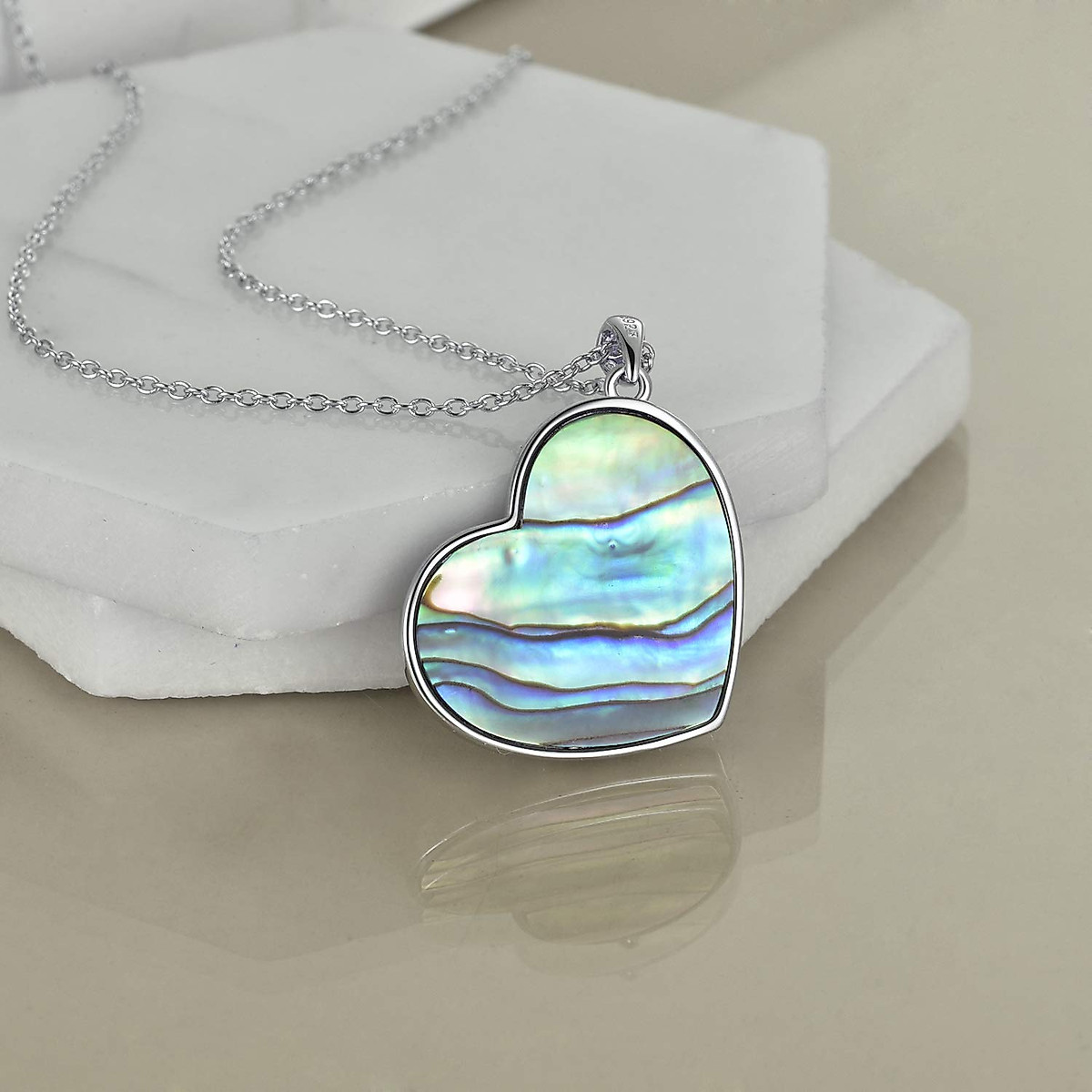 ONEFINITY Jack And Sally Jewelry Sterling Silver Nightmare Abalone Shell Heart Necklace I Love You To the Moon and Back Jewelry Before Christmas Gifts for Women Her