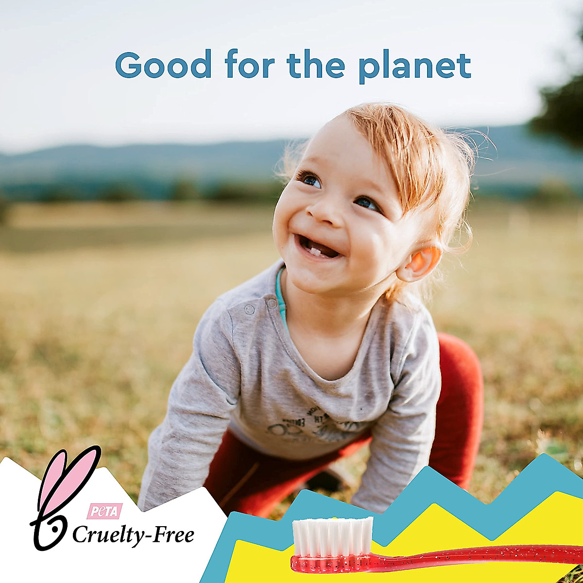 RADIUS Totz Toothbrush Extra Soft Brush BPA Free & ADA Accepted Designed for Delicate Teeth & Gums for Children 18 Months & Up - Purple Pink Coral - Pack of 3