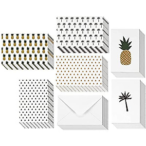 All Occasions Greeting Cards, 48-Pack of Cards in 6 Tropical Designs with Envelopes Included, Modern Geometric Design, 10 x 15 cm