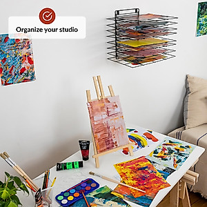 ODOXIA Art Drying Rack Hanging for Classroom | Small Hangable Paint Drying Rack | 8 Removable Shelves | Canvas Rack Art Storage | Painting Drying Rack with Screws | Stack Rack for Painting, Drawings