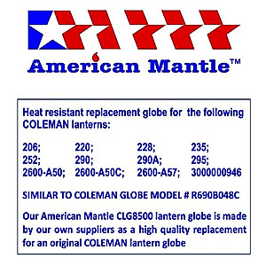 American Mantle Clear Straight Lantern Globe: CLG8500 (Replacement for CLMN R690B048C)