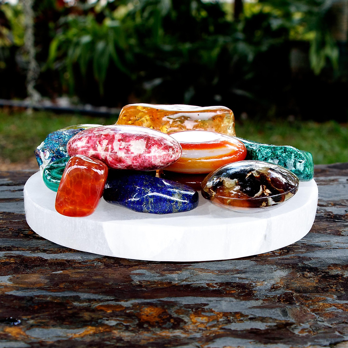 Om Zone Selenite Charging Plate for Cleansing Crystals & Healing Stones, Meditation, Reiki, Protection Crystals, Spiritual Gift (1, 4” x 6” Rectangle)