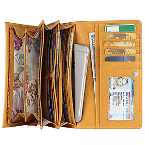 Mou Meraki Women RFID Blocking Real Leather Bifold Wallets For Women-Shield Against Identity Theft (LIGHT YELLOW)