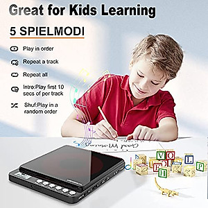 Portable CD Player with Built-in Speakers, MONODEAL Rechargeable CD Player for Car and Personal Use, Small Anti-Skip CD Player with Dual Headphone Jacks (Black)