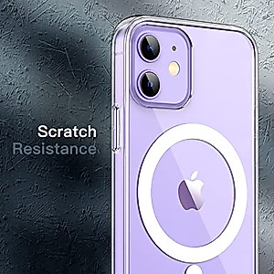 JETech Magnetic Case for iPhone 12/12 Pro 6.1-Inch Compatible with MagSafe Wireless Charging, Shockproof Phone Bumper Cover, Anti-Scratch Clear Back (Clear)