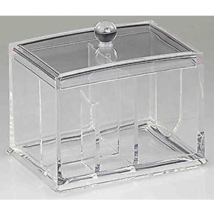 Home Basics Cotton Ball And Cotton Swab Holder With Cosmetic Pad Organizer, One Piece Lid, Q-tip Stand, Clear