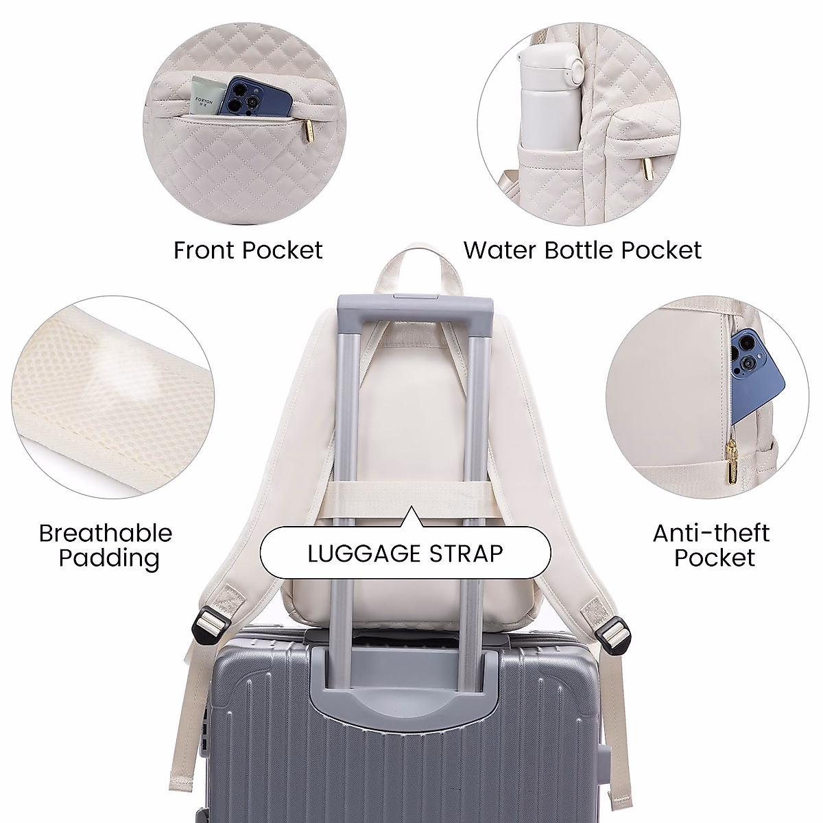 LOVEVOOK Mini Backpack for Women Fashion Quilted Small Backpack Purse Ladies Leather Backpacks, Waterproof Backpack Purse for Work Travel Daily