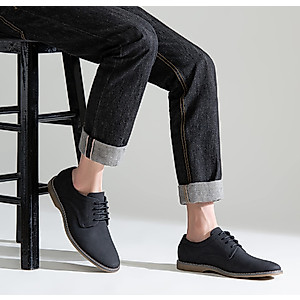 Jousen Dress Shoes for Men Plain Toe Suede Oxfords Lightweight Business Casual Classic Formal Derby Shoes(AMY619 Black 9)