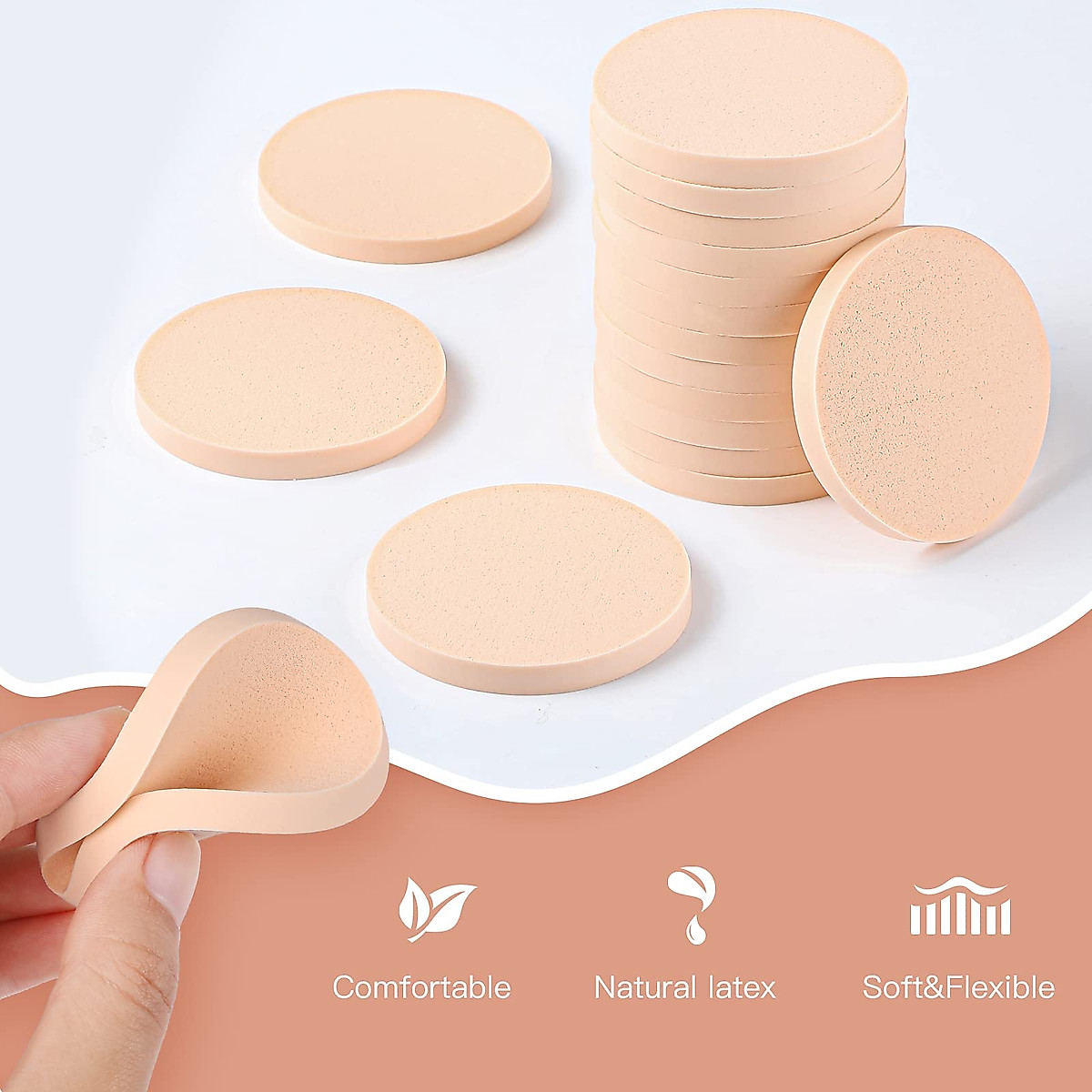 100 Pieces Round Makeup Sponges Cosmetic Sponge Round Primer Compact Powder Puff with Transparent Case Makeup Powder Puffs Makeup Applicator Sponge Make up Sponges for Makeup Foundation Cosmetic