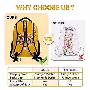 XaocNyx Bee School Backpack for Girls Boys, 16 Inch Yellow Backpacks for Kids Age 10-12, Fashion Lightweight Bookbag for Travel