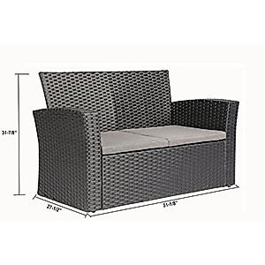 Baner Garden 4 Pieces Outdoor Furniture Complete Patio Cushion Wicker P.E Rattan Garden Set, Full, Black