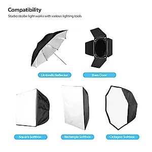 LimoStudio 160W Photo Monolight Flash Strobe Studio Photography Light Lighting, Flash Strobe Light, Quality Circular Flash Tube Bulb, Quality Model Light Bulb, AGG1756