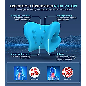 Octifie Odorless Neck Stretcher for Neck Pain Relief, Ergonomic Neck Cloud Cervical Traction Device Chiropractic Pillow for Spine Alignment, Neck and Shoulder Relaxer for TMJ Headache Muscle Tension