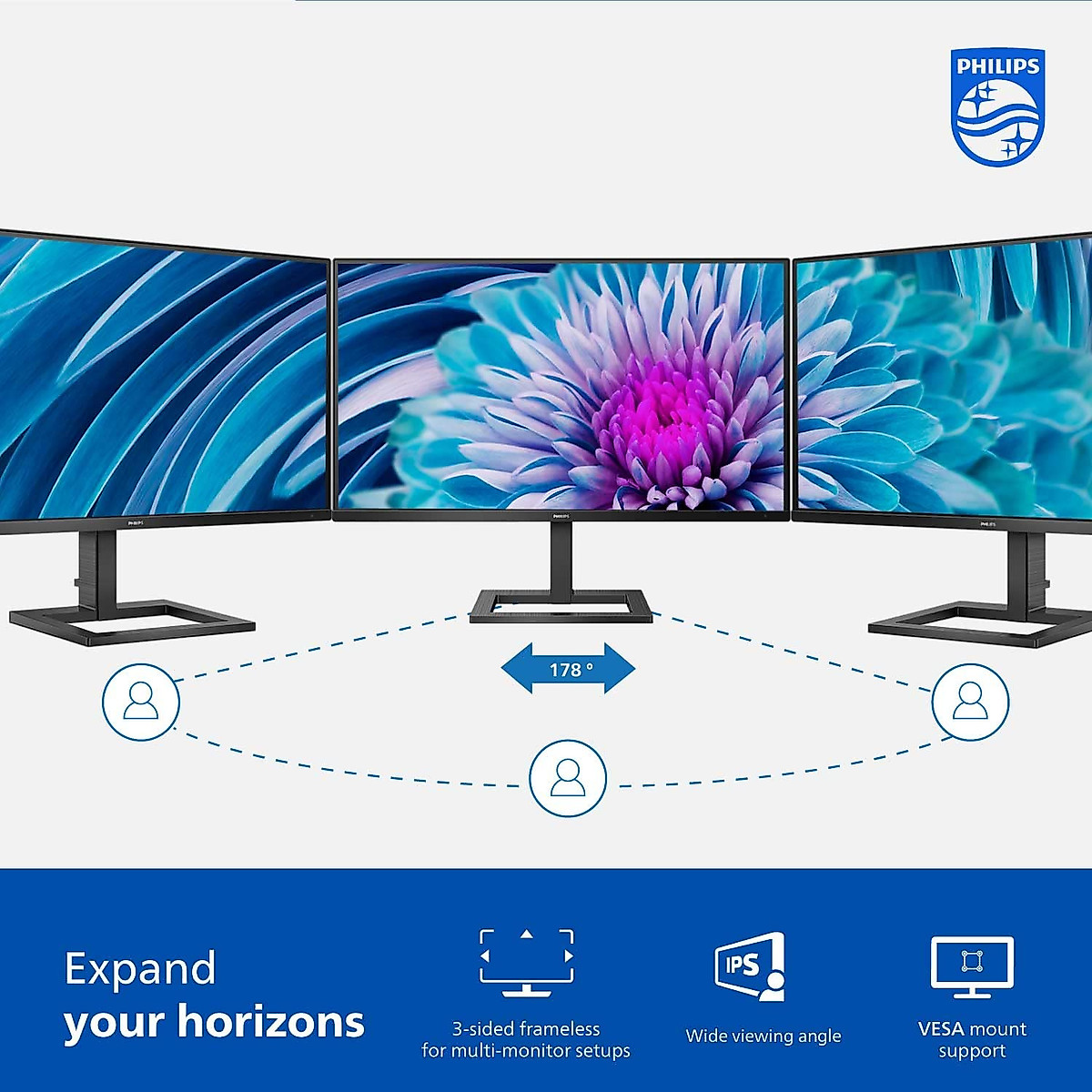 Philips 288E2E 28" Frameless Monitor, 4K UHD 3840x2160 IPS, 120% sRGB, FreeSync, Speakers, Height Adjustable, VESA (Renewed)