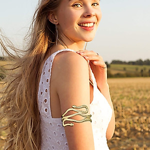 RechicGu Gold Chic Egypt Cleopatra Swirl Snake Arm Cuff Armlet Armband Open Bangle Bracelet