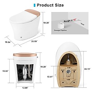 Smart Toilet Bidet Toilet Foot Sensor Flush Heated Seat Multi Function Remote Control Soft Closing Seat Smart Bidet Automatic Flushing