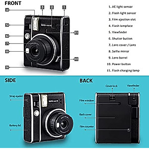 Fujifilm Instax Mini 40 Instant Camera Black with Fujifilm Twin Pack instax Mini Film (20 Sheets) and NeeGo Instax Photo Album
