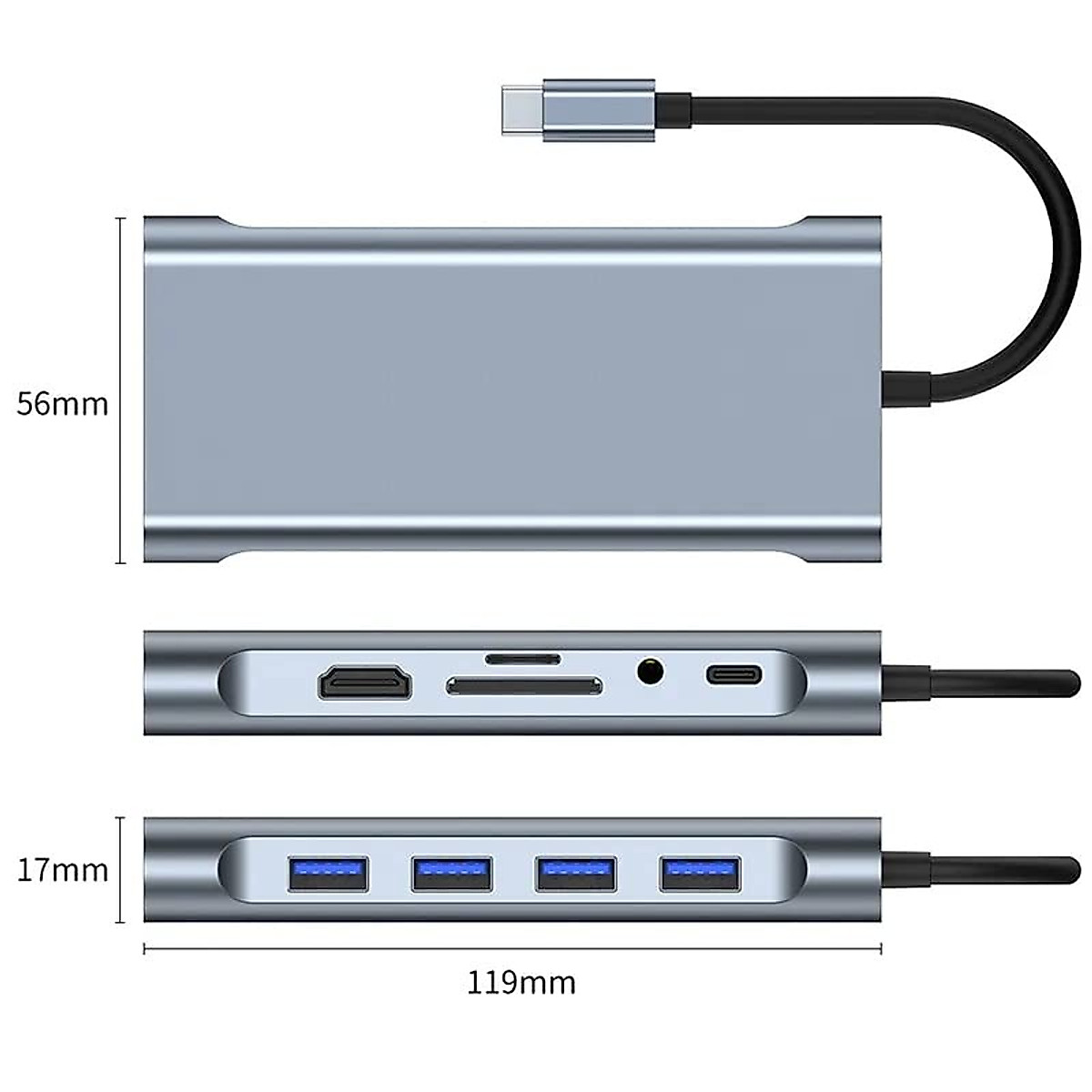 FDBV Docking Station USB C Hub 11-in-1 USB C Hub 4K USB C to HDMI Adapter for SD/MicroSD Card Reader 4 USB 3.0 Ports with 87W PD Charging Port