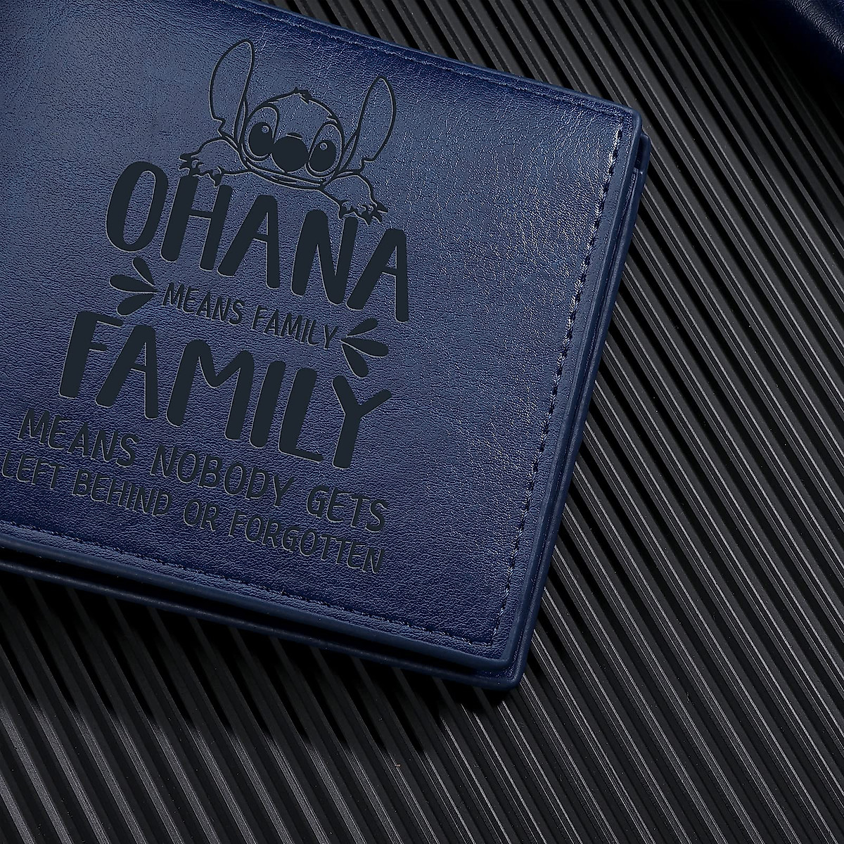 THTCSQ Leather Wallet Lover Gift Ohana Means Family Leather Wallet Birthday Gifts for Family Friends Daughter Sister Son Birthday Christmas Gift (blue)