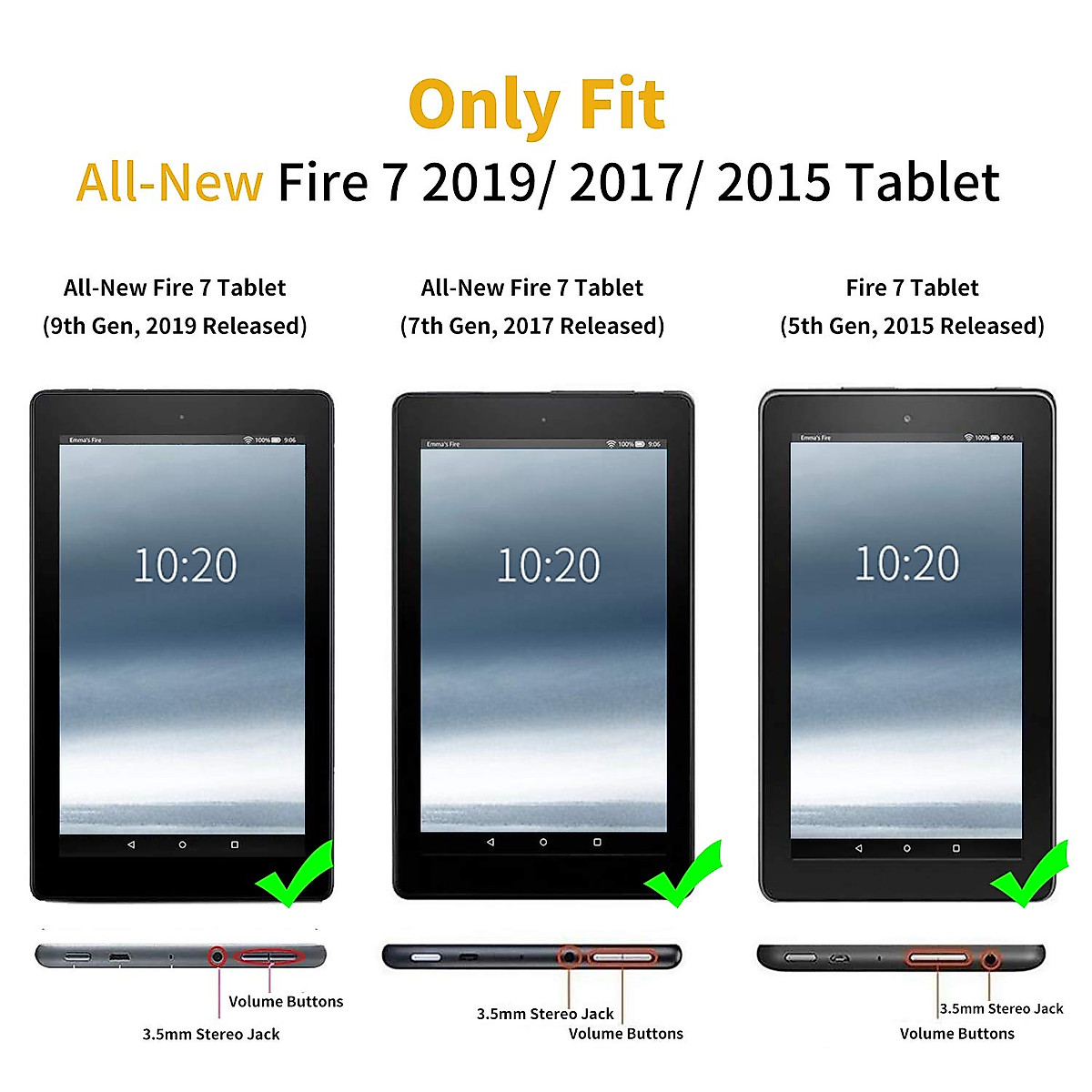 Case for All Amazon Kindle Fire 7 Tablet (9th/7th/5th Generation, 2019/2017/2015 Version), Multi-Angle Anti Slide Folio Stand Smart Cover for Amazon Kindle Fire 7 inch- Dandelion Floral